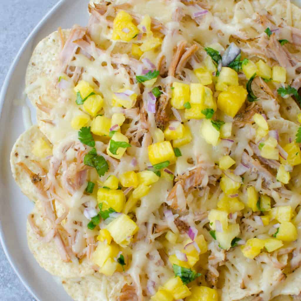 Pulled Pork Nachos with Pineapple Salsa - Fake Ginger
